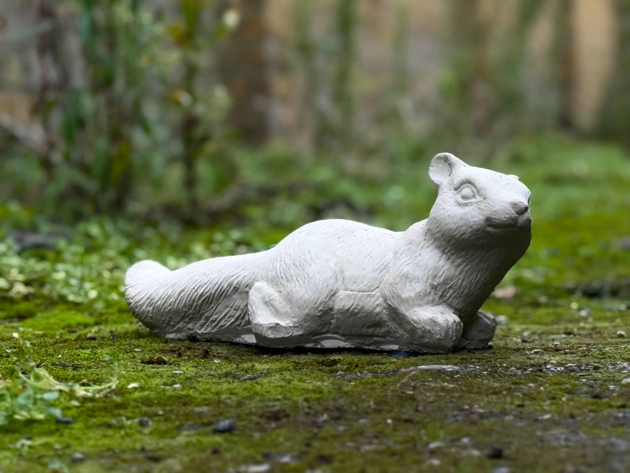 Concrete Set Squirrel Statues Cement Wildlife Sculptures Outdoor Garden ...