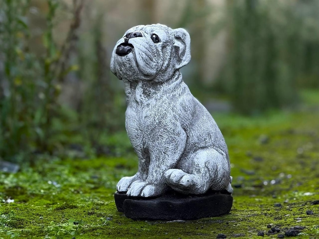 Outdoor Bulldog Sculpture Stone Garden Decoration Realistic Dog Statue ...