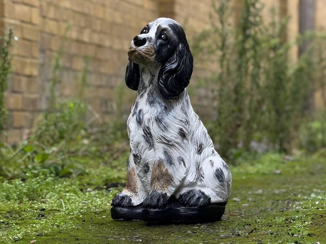 Garden Spaniel Statue Concrete Dog Figurine Stone Pet Decoration ...