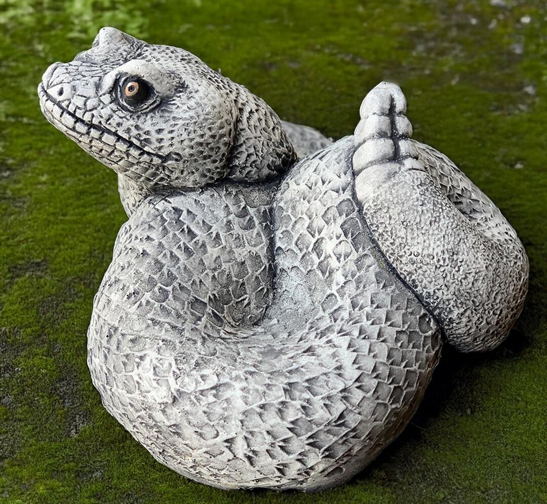 Curled Snake Statue Stone Viper Sculpture Concrete Serpent Figurine ...