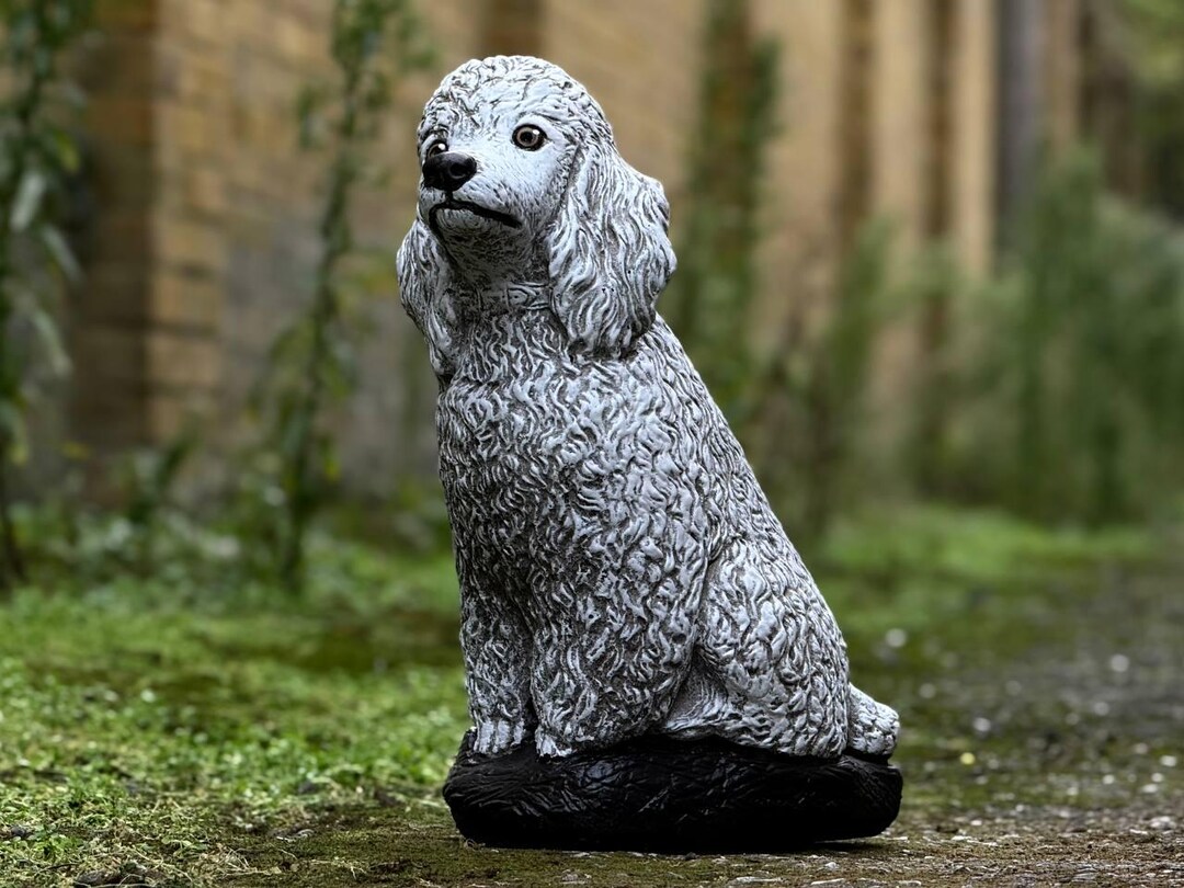 Poodle Garden Figurine Concrete Dog Sculpture Outdoor Pet Memorial ...