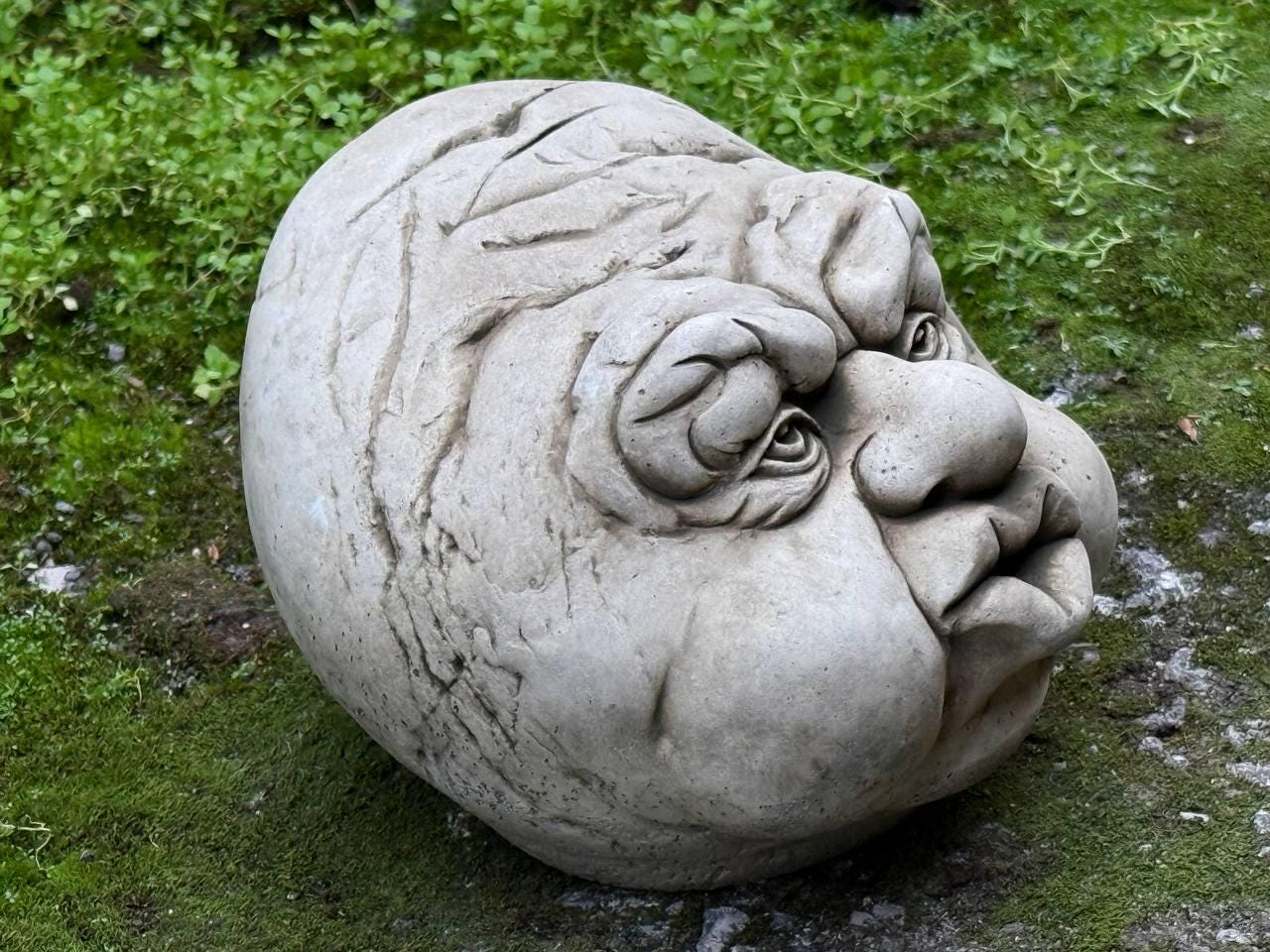 Grumpy Face Statue Humorous Garden Decor Concrete Face Sculpture ...