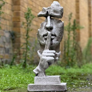 Concrete Silence Face Statue Stone Face Figurine Abstract Shushing ...