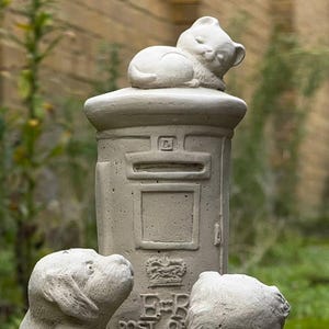 Outdoor Postbox With Puppies and Cat Concrete Statue Garden Animal ...