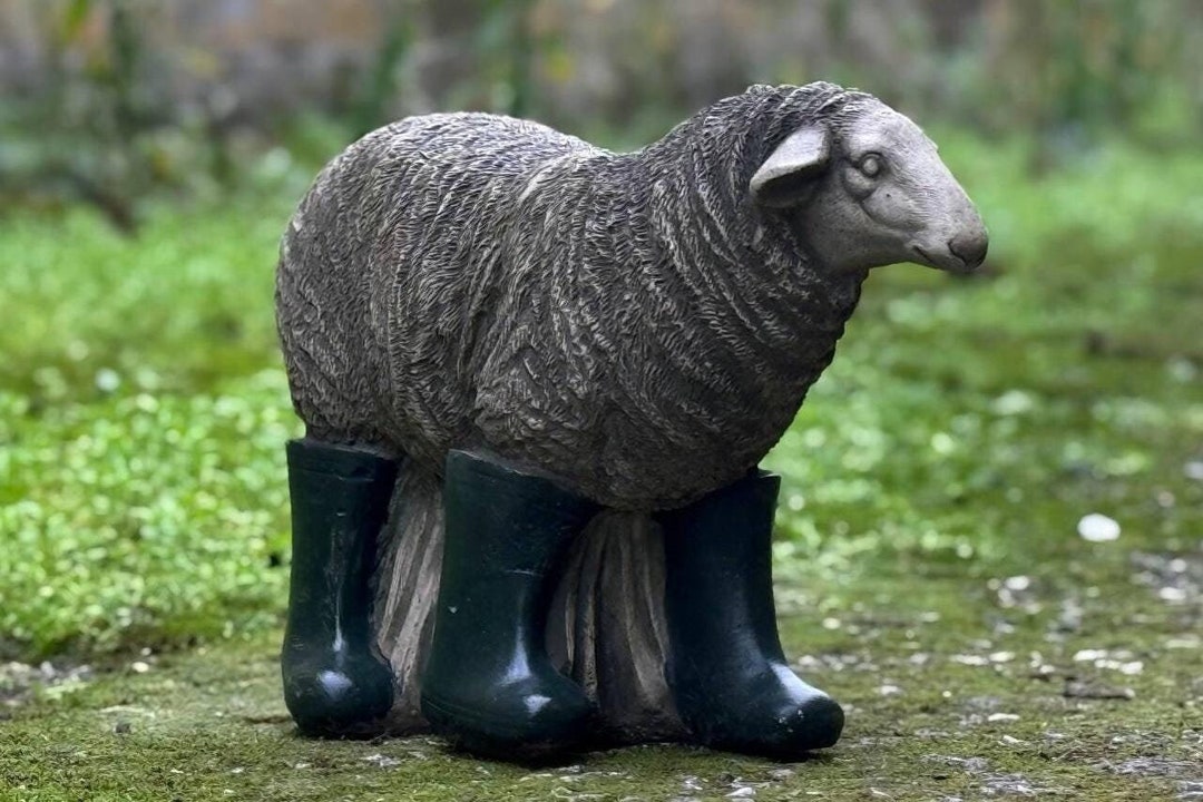 Humorous Quirky Sheep in Boots Statue Whimsical Farm Animal Decor ...