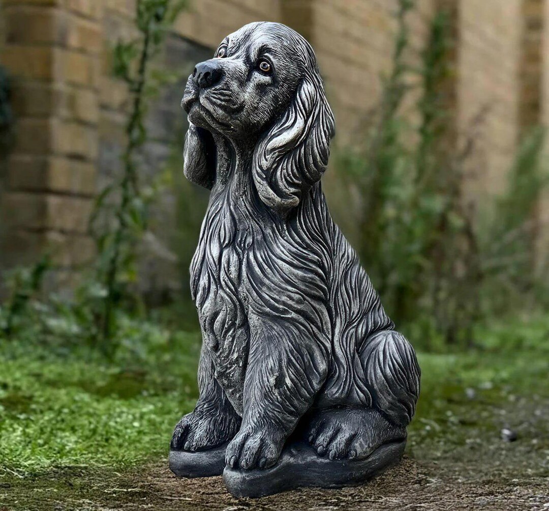 Outdoor Spaniel Dog Sculpture Stone Cocker Spaniel Statue Concrete Pet ...