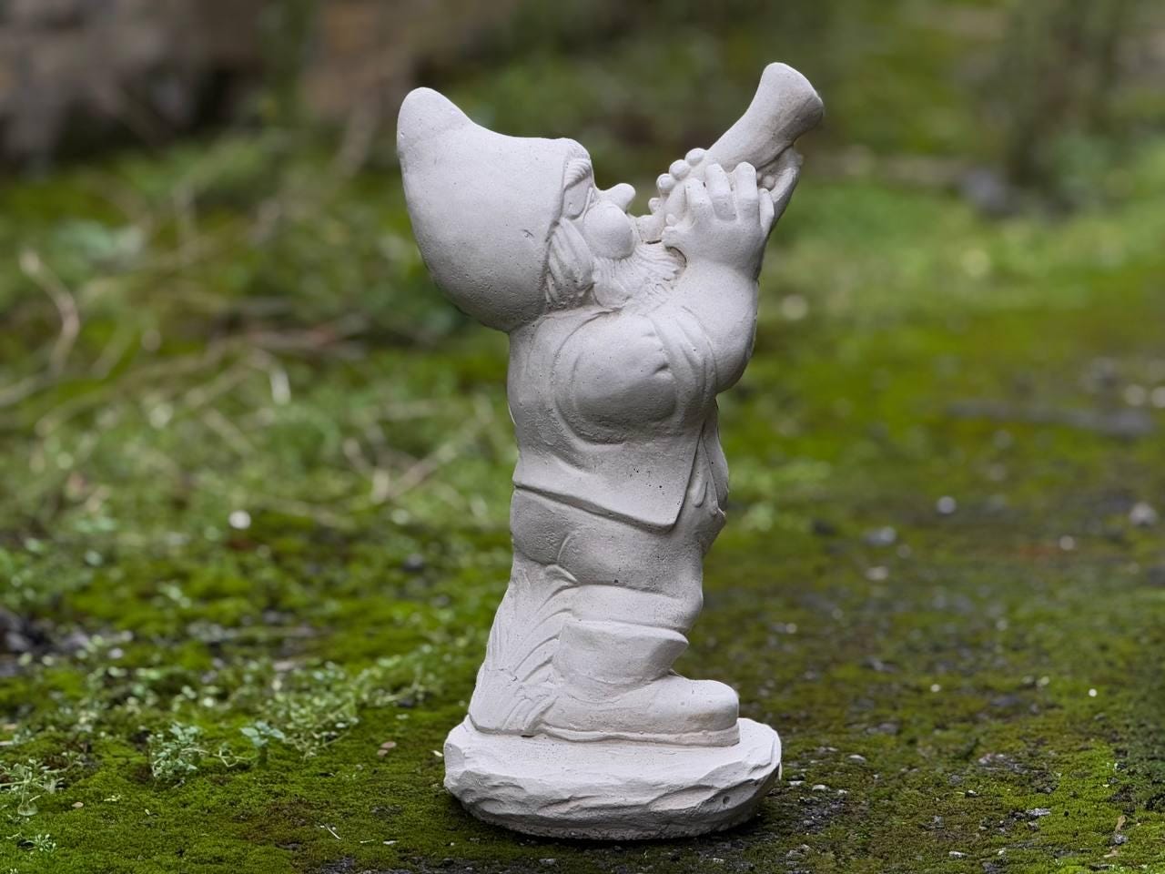 Stone Gnome With Musical Instrument Sculpture Concrete Musician Decor ...