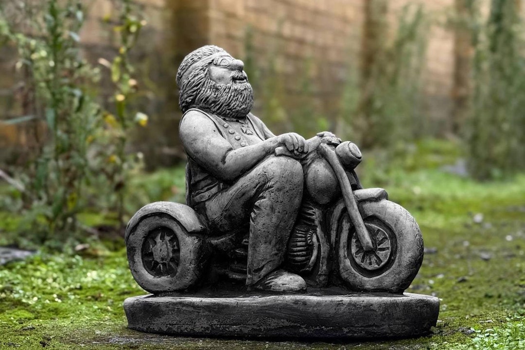 Unique Biker Statue Stone Motorcycle Man Decoration Outdoor Biker ...