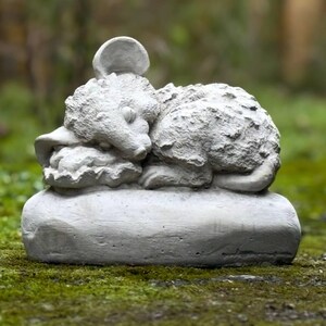Outdoor Sleeping Mouse Statue Cement Rodent Sculpture Concrete Garden ...