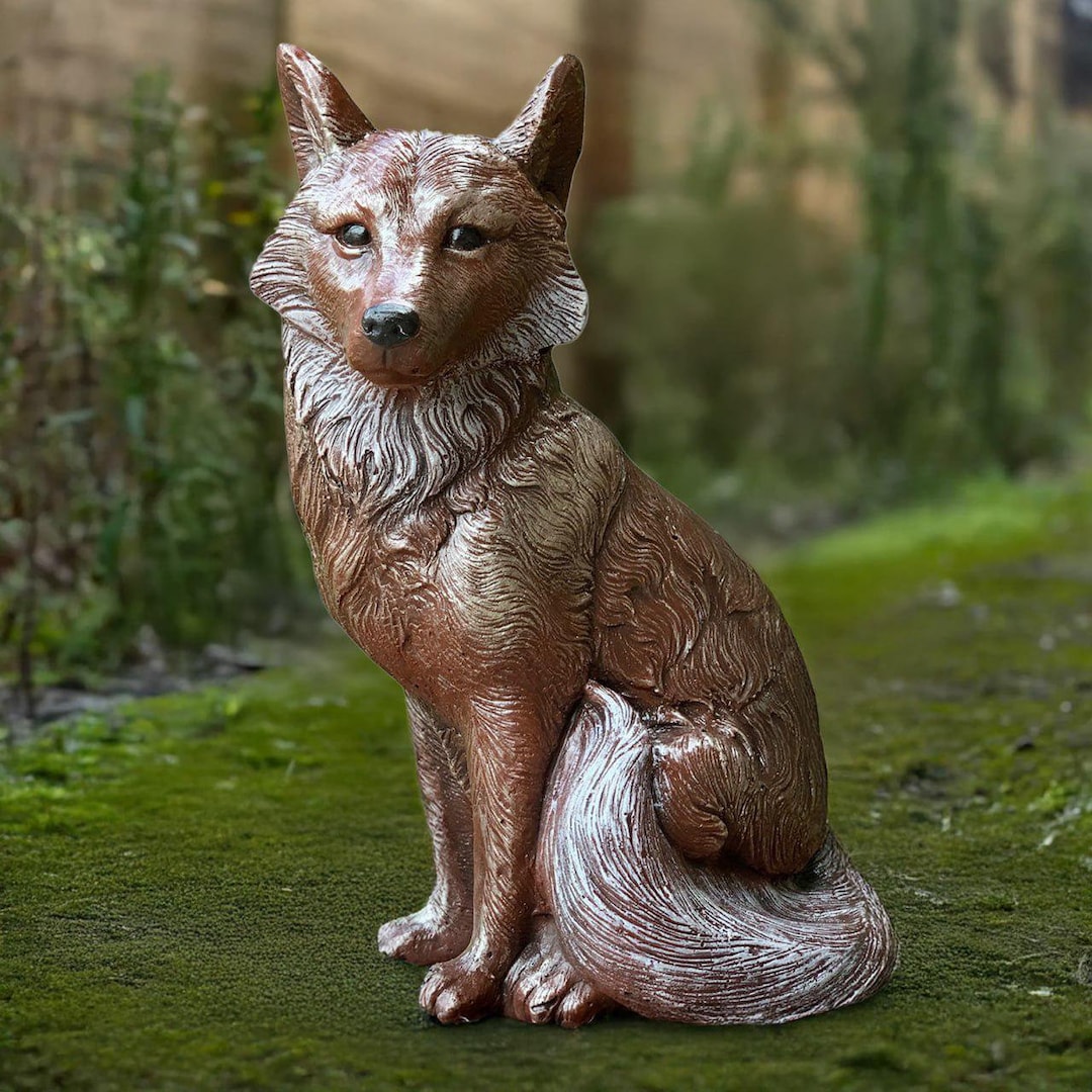 Large Fox Statue Realistic Fox Sculpture Outdoor Wildlife Figurine ...
