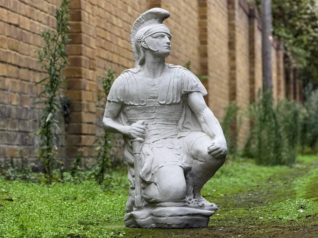 Roman Soldier Concrete Statue Historic Garden Decor Outdoor Greek ...