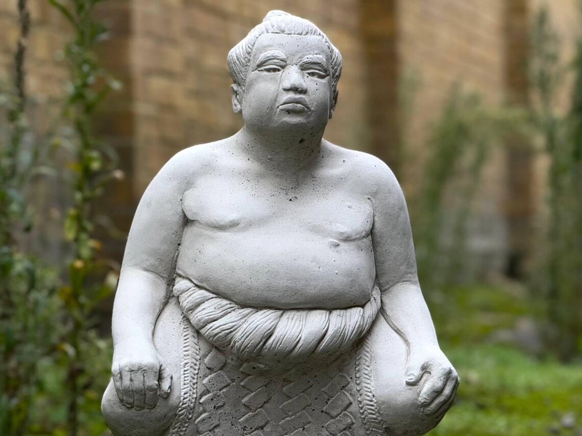 Stone Sumo Wrestler Statue Concrete Japanese Sculpture Outdoor Garden ...