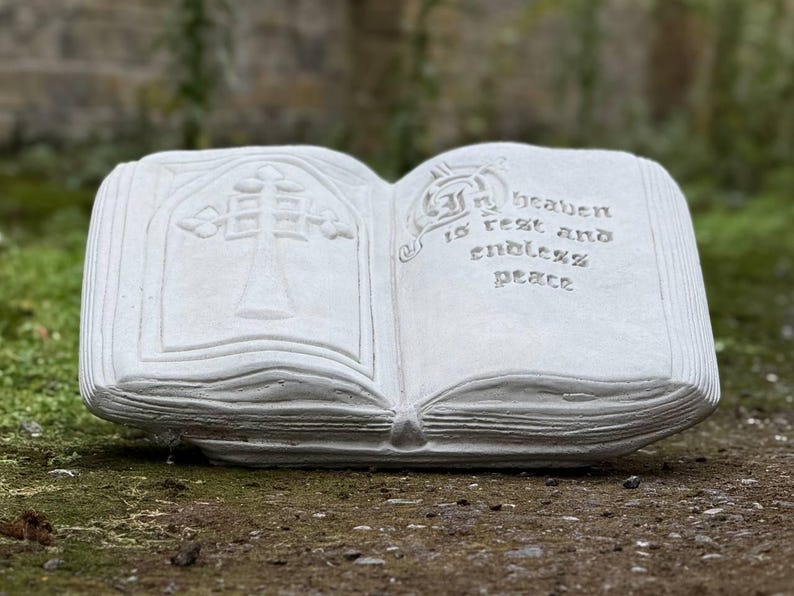 Memorial Book Statue With Engraved 'in Heaven' Message Concrete Garden ...