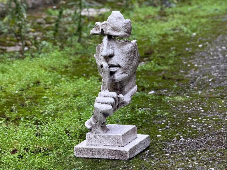 Concrete Silence Face Statue Stone Face Figurine Abstract Shushing ...