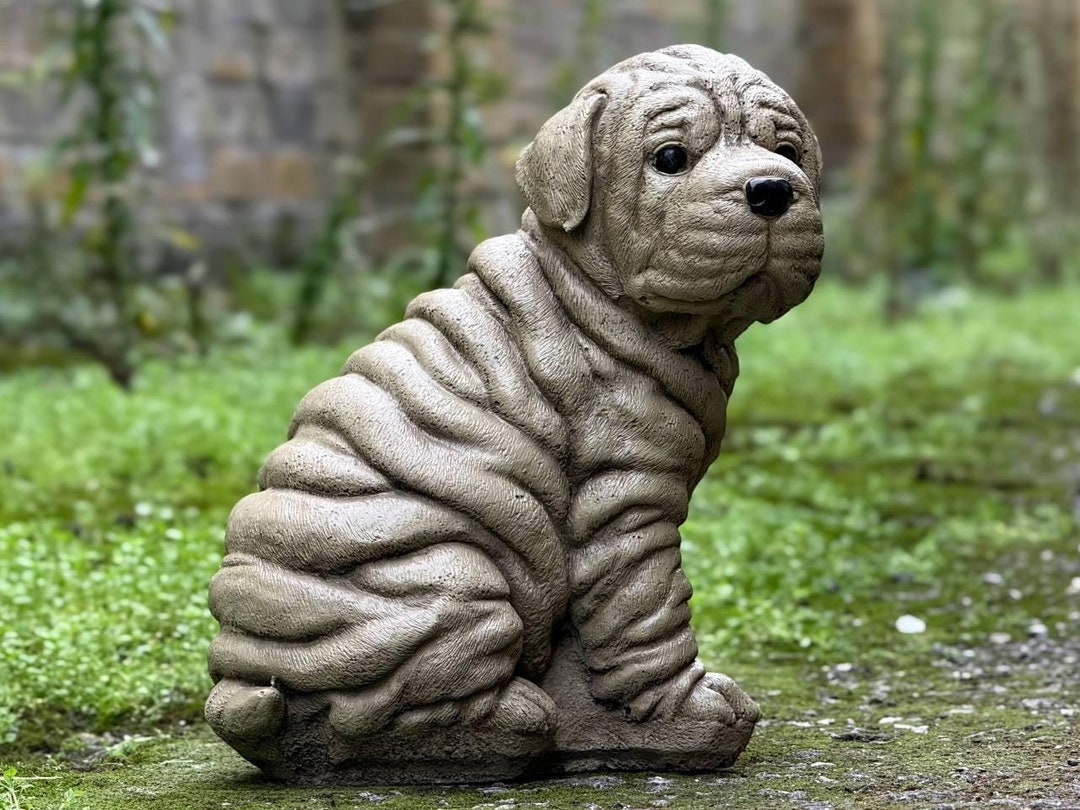 Unique Shar Pei Statue Concrete Dog Garden Decoration Outdoor Memorial ...