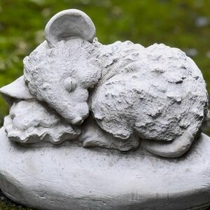 Outdoor Sleeping Mouse Statue Cement Rodent Sculpture Concrete Garden ...