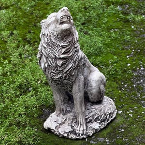 Large Howling Wolf Statue Cement Wolf Figurine Outdoor Cement Wolf ...