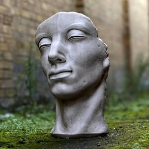 Large Modern Face Figurine Concrete Minimalist Head Sculpture Cement ...