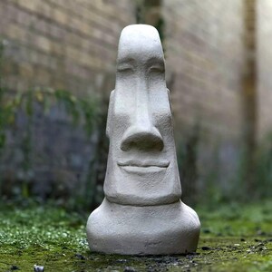 Outdoor Moai Face Concrete Statue Easter Island Inspired Garden Decor ...