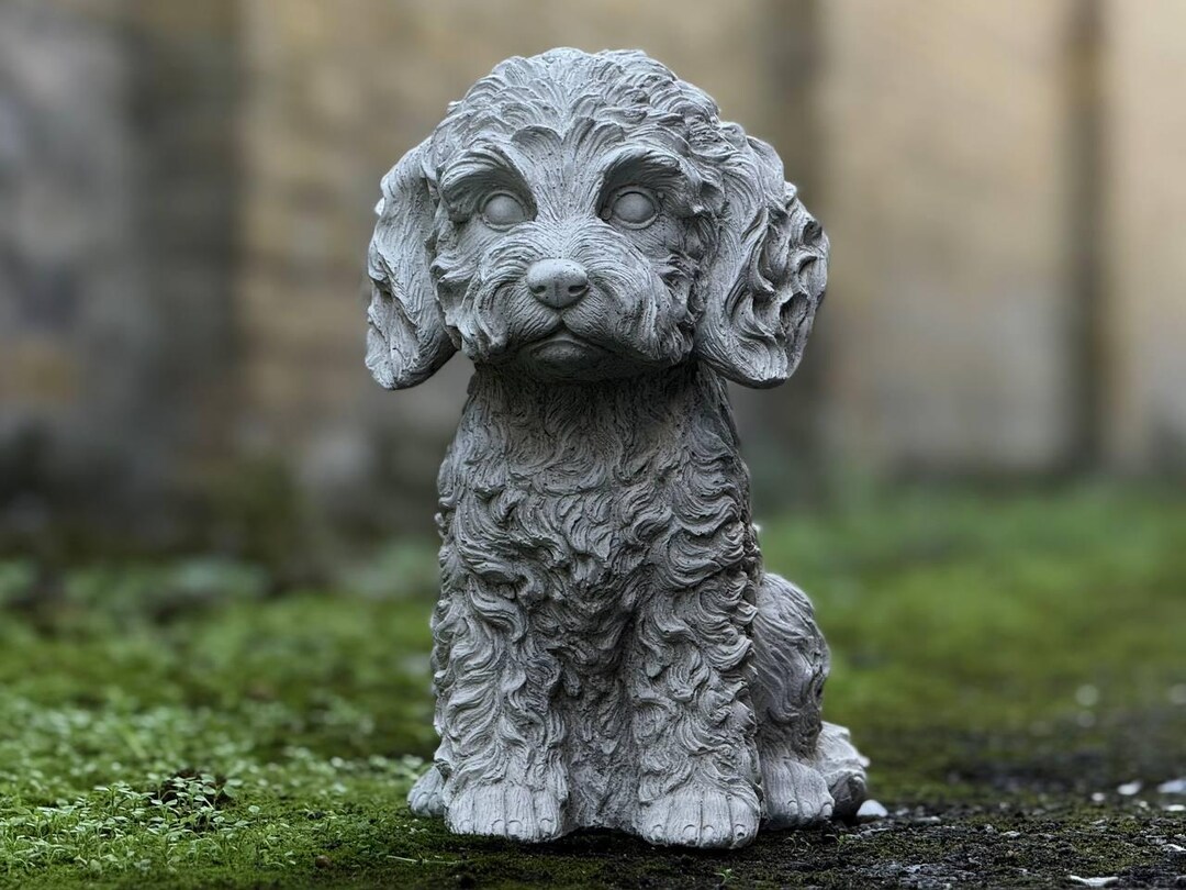 Concrete Poodle Puppy Statue Stone Poodle Dog Sculpture Memorial Dog ...
