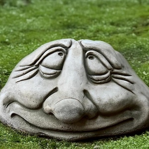 Concrete Smile Face Sculpture Stone Head Figurine Stone Happy Face ...