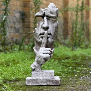 Concrete Silence Face Statue Stone Face Figurine Abstract Shushing ...