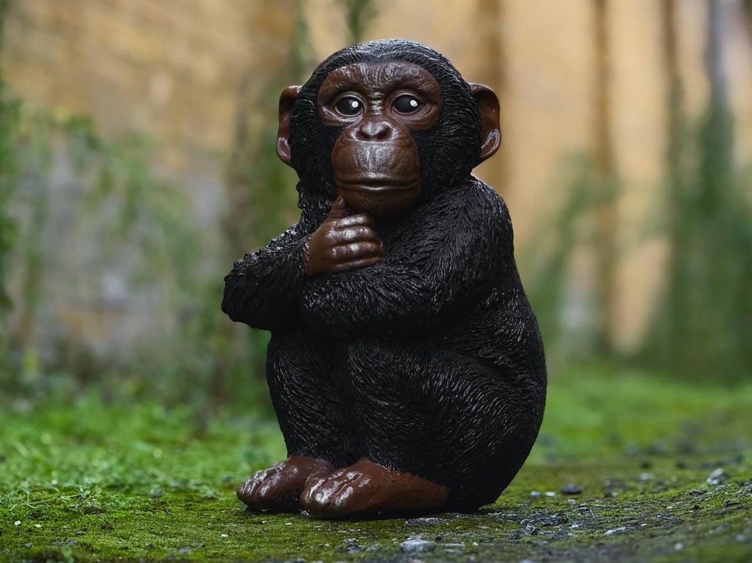Concrete Chimpanzee Statue Outdoor Monkey Garden Sculpture Cement ...