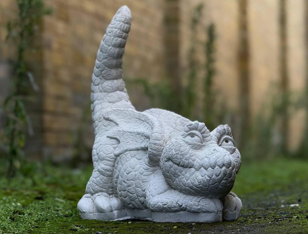 Cute Baby Dragon Sculpture Smiling Dragon Statue Cement Baby Dragon ...