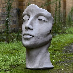 Massive Abstract Face Sculpture Modern Minimalist Head Statue Cement ...