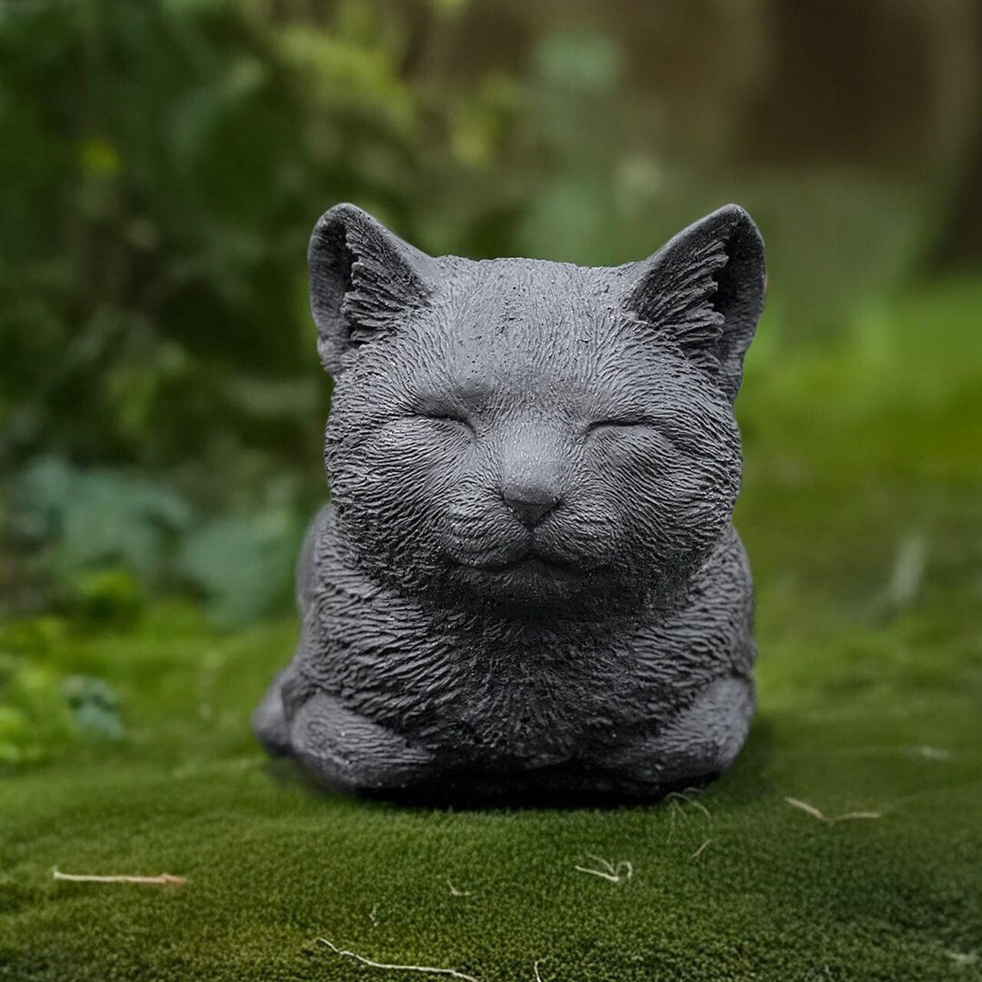 Outdoor Kitty Statue Concrete Cat Decor Stone Kitten Figurine Outdoor ...