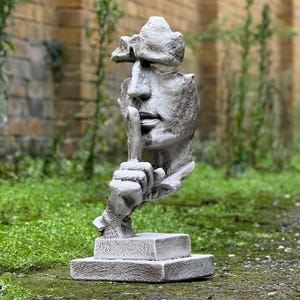 Concrete Silence Face Statue Stone Face Figurine Abstract Shushing ...