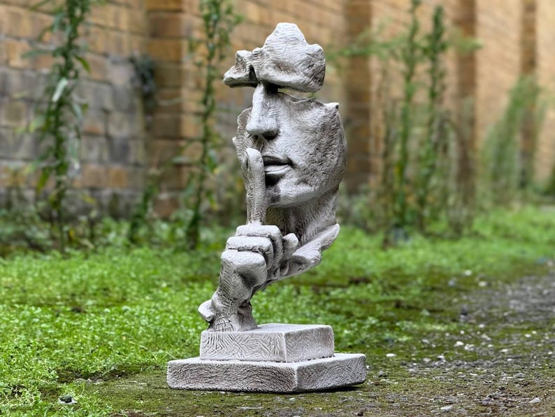 Concrete Silence Face Statue Stone Face Figurine Abstract Shushing ...