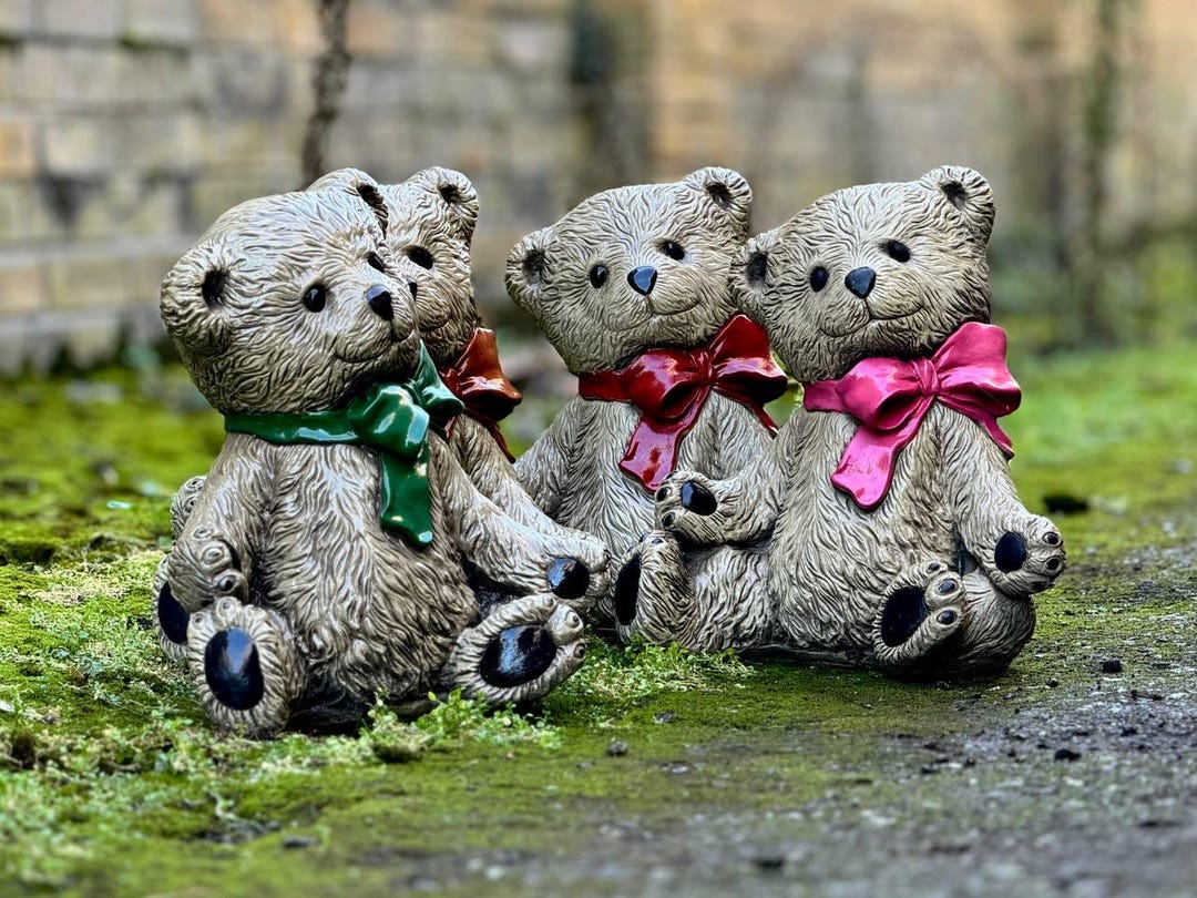 Stone Bear Family Statue Concrete Bear Sculpture Rustic Garden ...