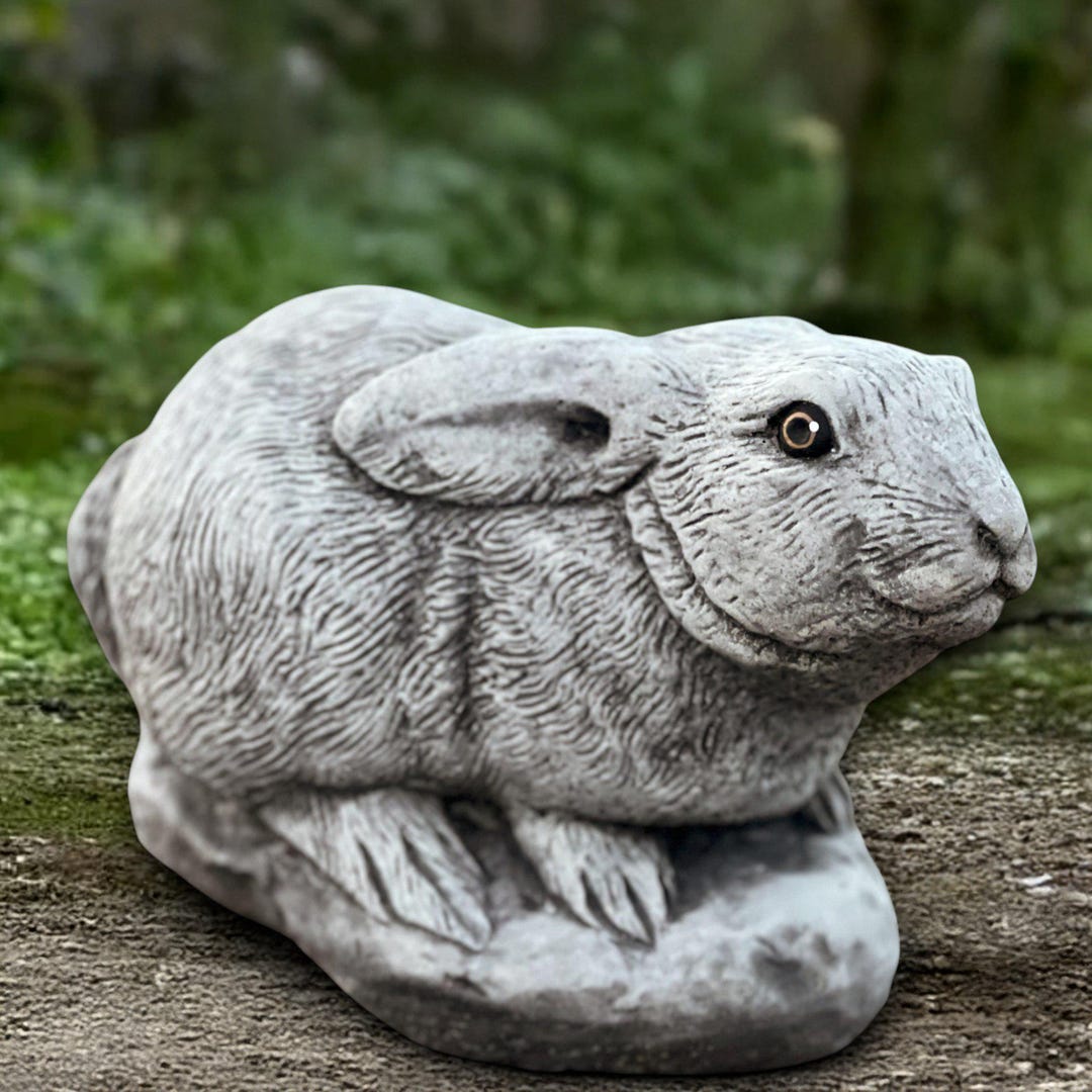 Garden Bunny Sculpture Concrete Rabbit Statue Stone Animal Decor ...