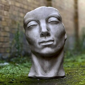 Large Modern Face Figurine Concrete Minimalist Head Sculpture Cement ...
