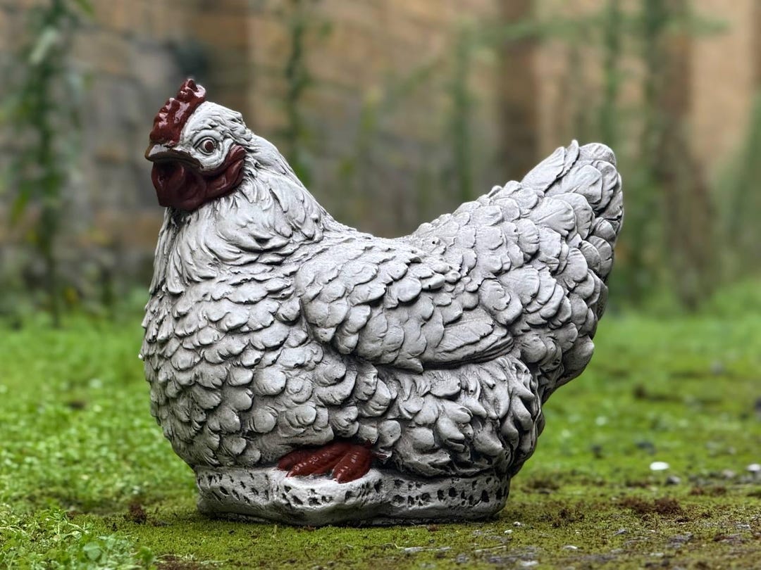 Lifelike Chicken Sculpture Charming Hen for Garden Decor Concrete ...