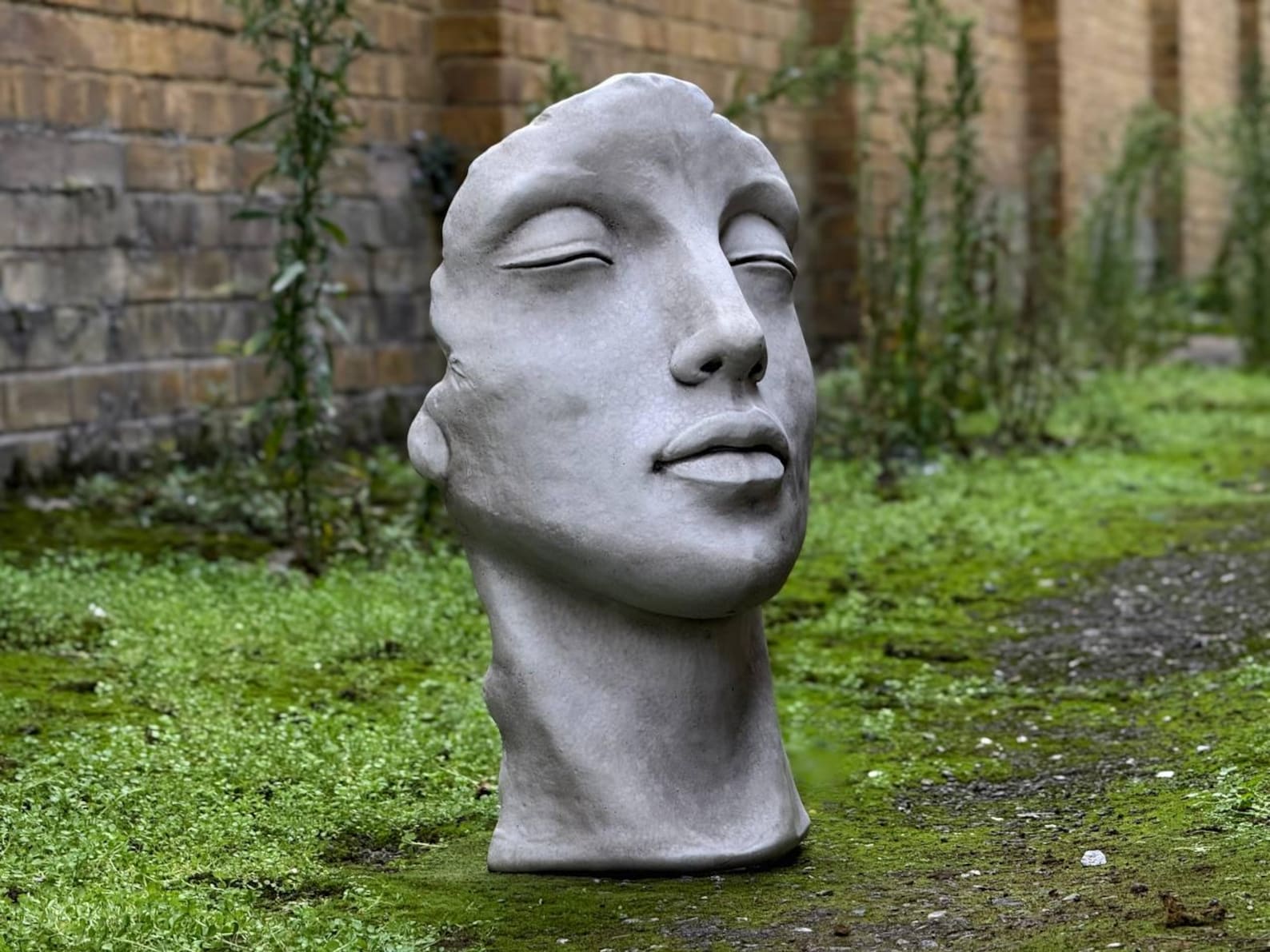 Massive Abstract Face Sculpture Modern Minimalist Head Statue Cement ...