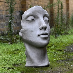 Massive Abstract Face Sculpture Modern Minimalist Head Statue Cement ...