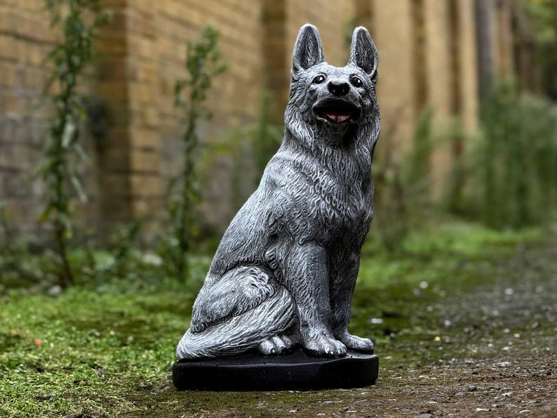 Large German Shepherd Statue Stone Dog Memorial Sculpture Outdoor Dog ...
