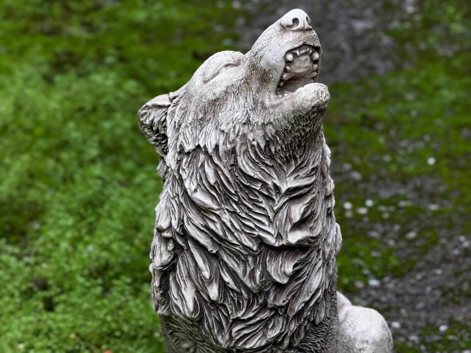 Large Howling Wolf Statue Cement Wolf Figurine Outdoor Cement Wolf ...
