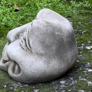 Whimsical Smiling Face Statue Concrete Unique Garden Decor Playful ...