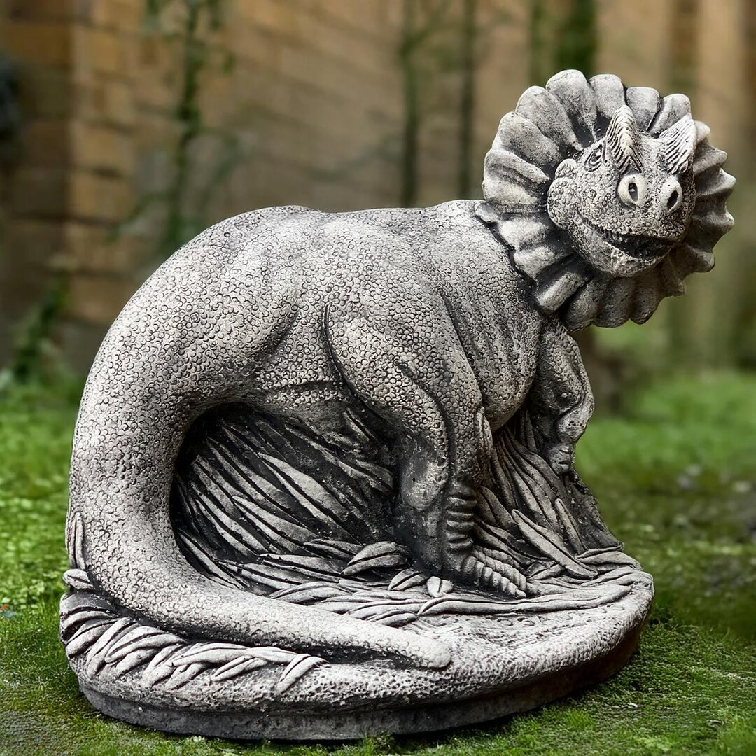 Frilled Lizard Statue Concrete Dinosaur Sculpture Jurassic Outdoor ...