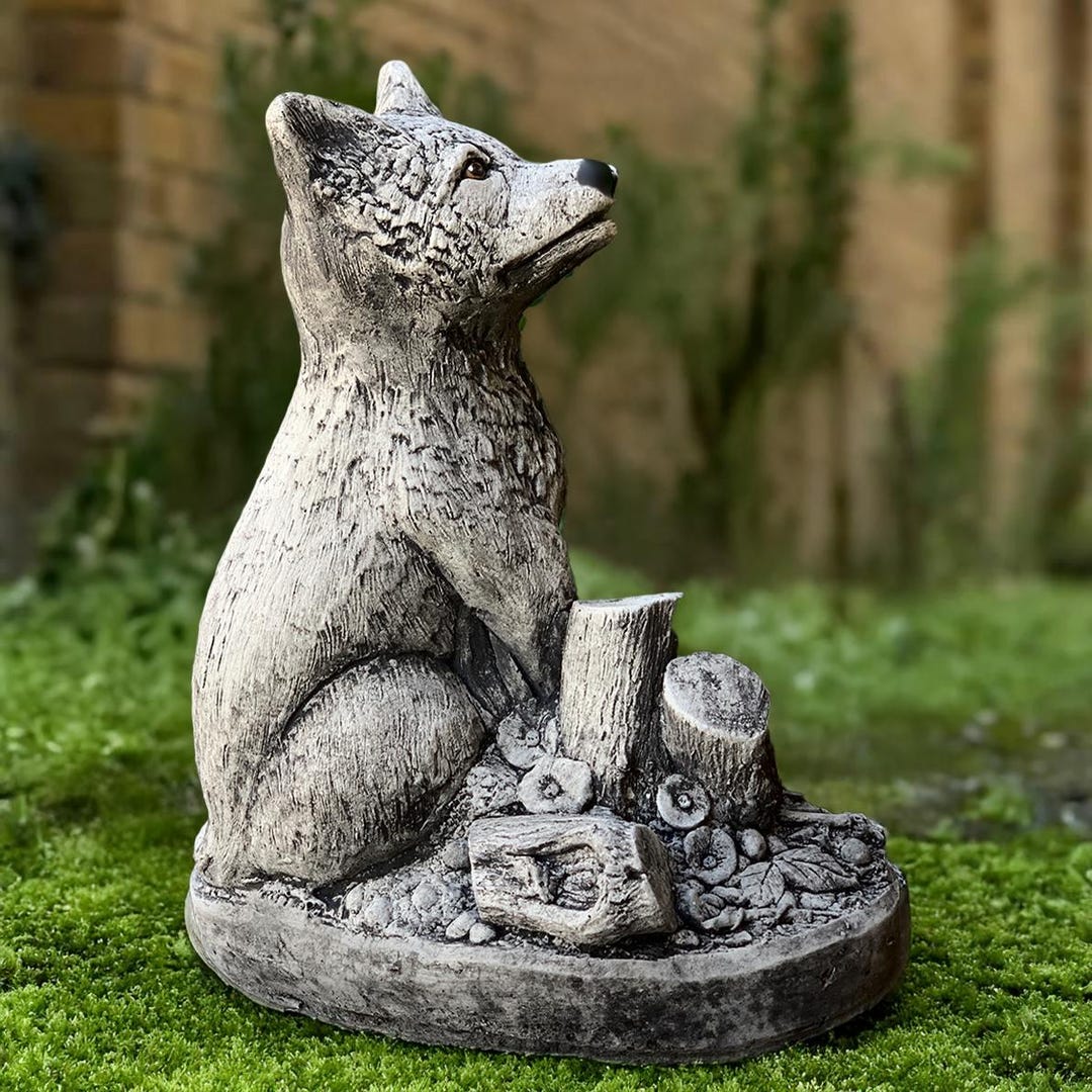 Garden Fox Statue Concrete Fox Sculpture Outdoor Animal Figurine Cement ...