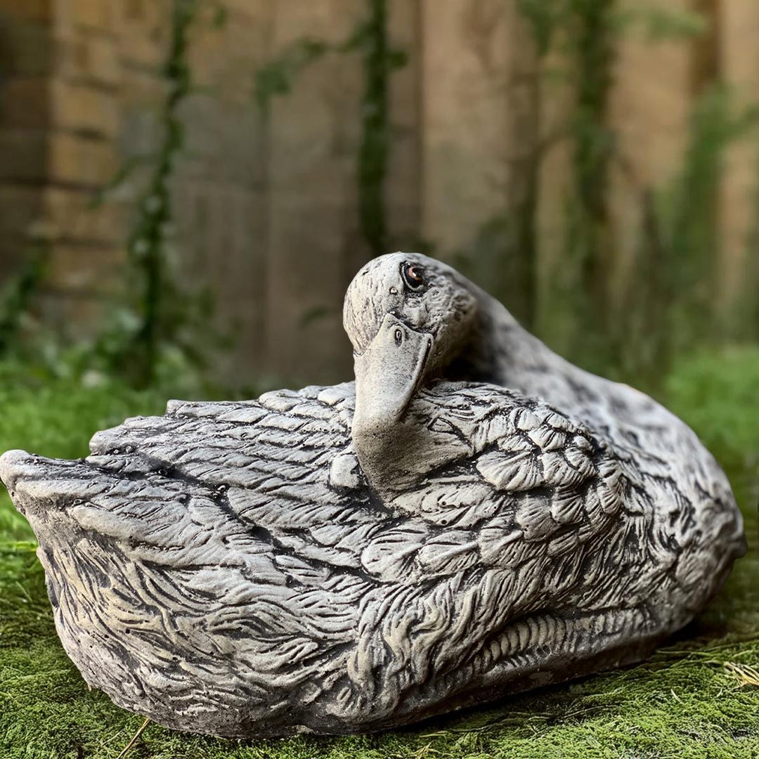 Stone Duck Figurine Concrete Goose Sculpture Cement Bird Decoration ...