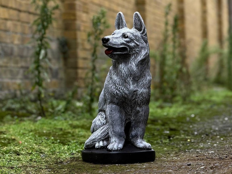 Large German Shepherd Statue Stone Dog Memorial Sculpture Outdoor Dog ...
