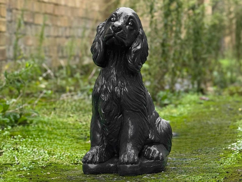 Garden Spaniel Dog Figurine Stone Memorial Cocker Spaniel Custom Dog ...
