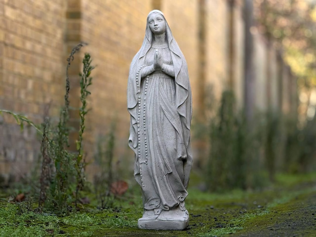Virgin Mary Concrete Statue Religious Garden Decor Cement Madonna ...