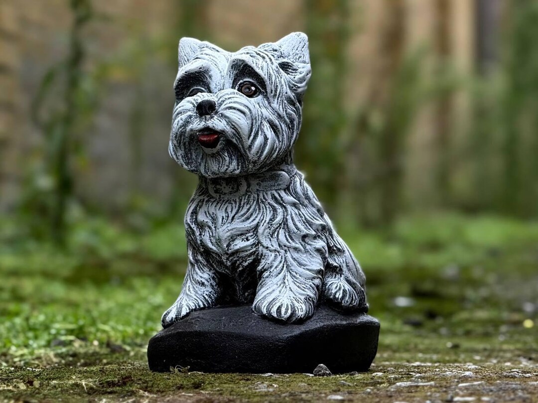 Stone Yorkie Dog Statue Concrete Garden Dog Outdoor Yorkshire Terrier ...