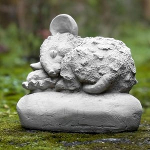 Outdoor Sleeping Mouse Statue Cement Rodent Sculpture Concrete Garden ...