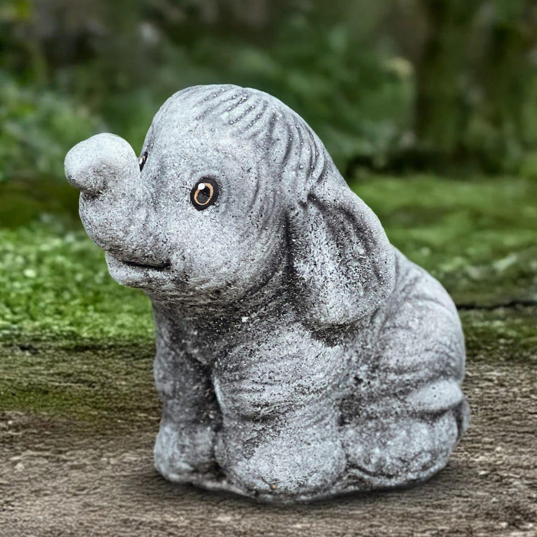 Outdoor Elephant Statue Concrete Baby Elephant Sculpture Stone Wildlife ...